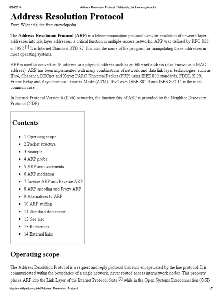 Address Resolution Protocol.pdf | Computer Standards | Media Technology