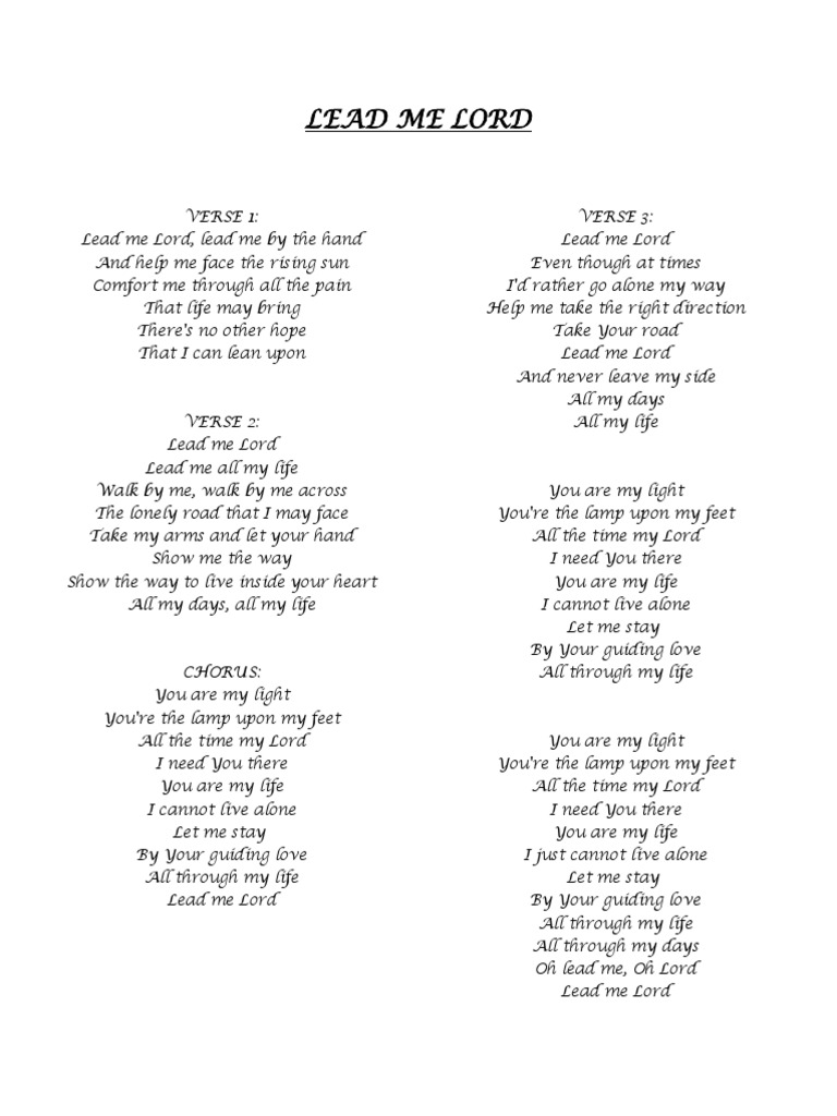 Lead Me Lord: Inspirational Song Lyrics | PDF
