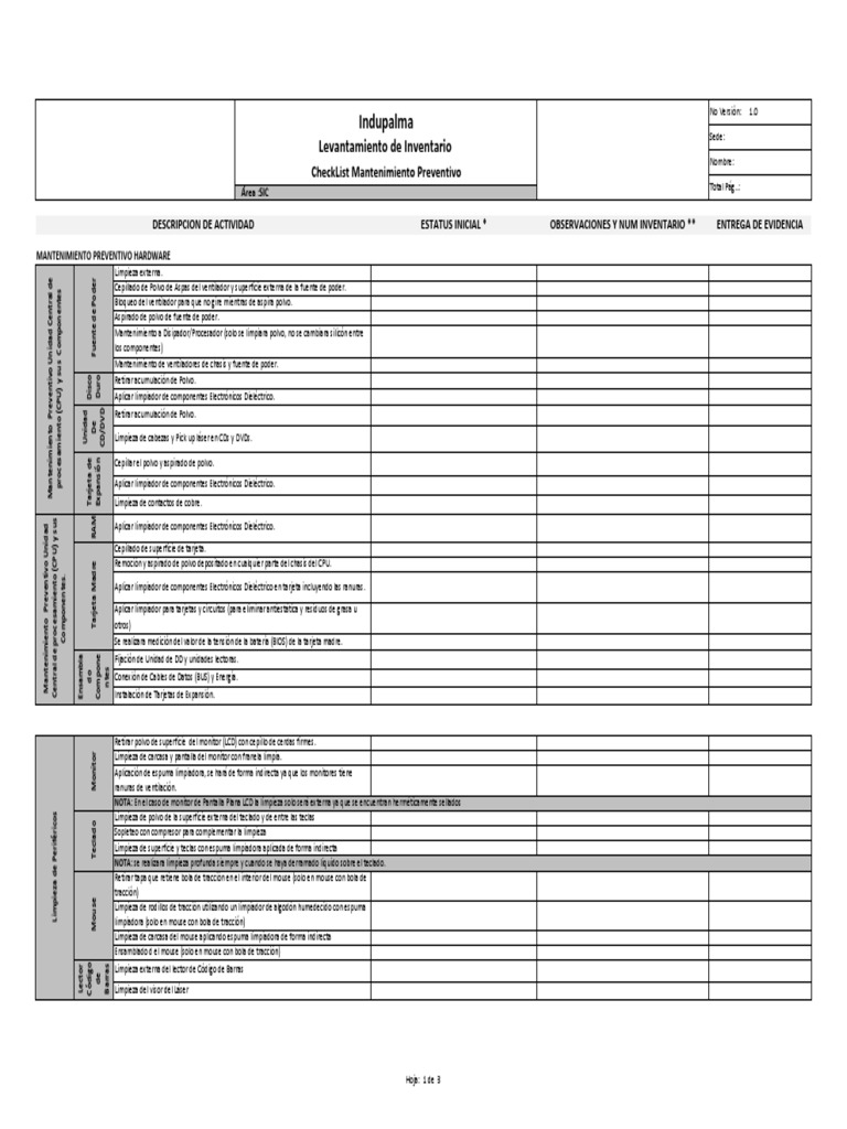 Checklist | PDF | Tecnología digital | Hardware de la computadora