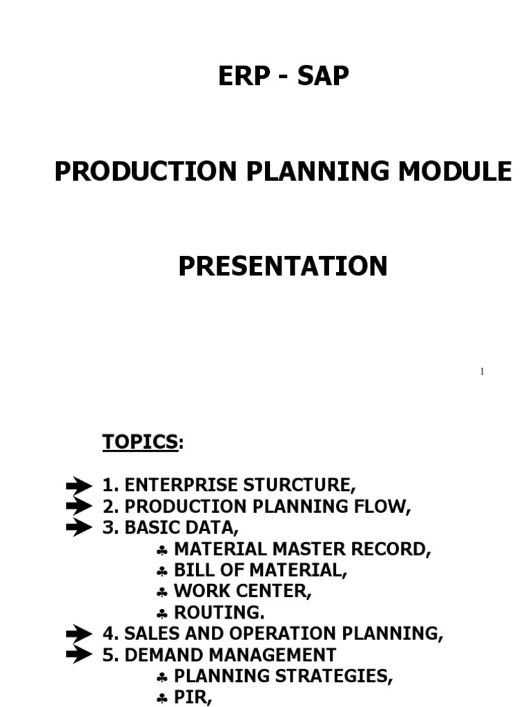 Erp - Sap Production Planning Module Presentation | PDF | Stocks ...