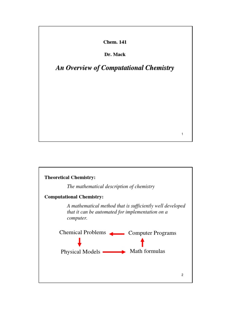 An Overview of Computational Chemistry | PDF | Molecular Orbital | Hartree–Fock Method