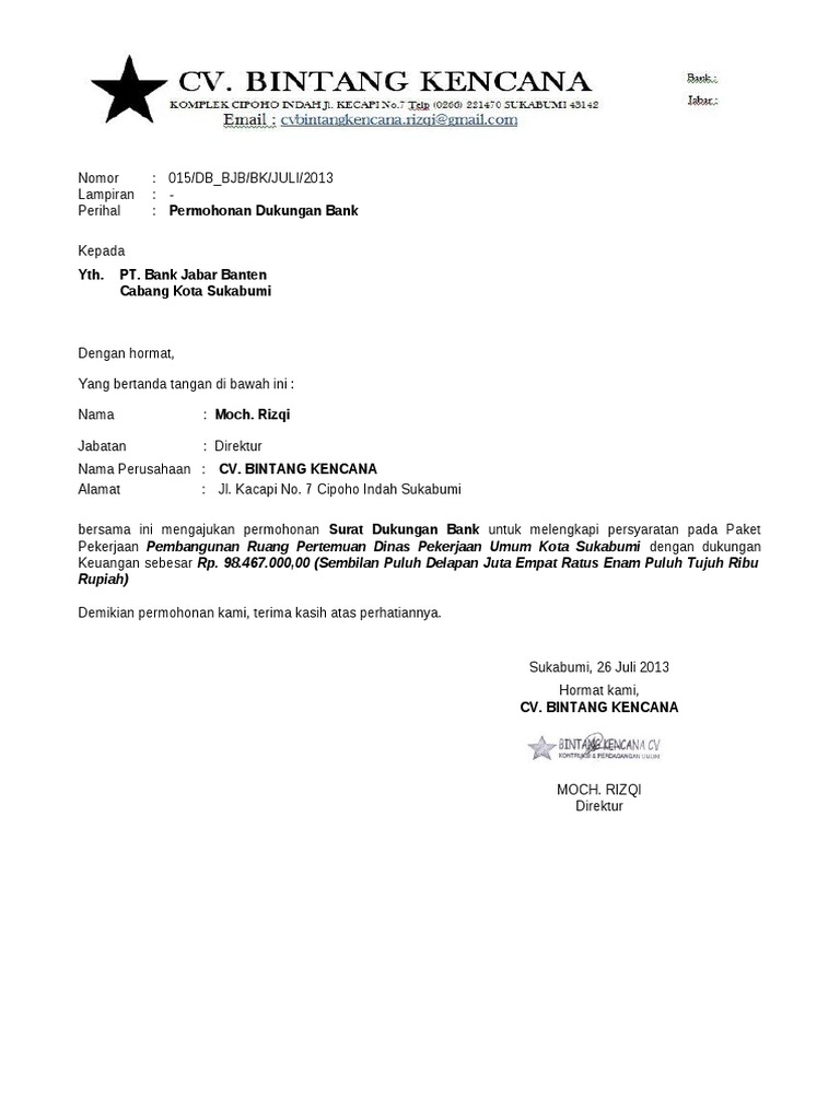 Permohonan Surat Keterangan Bank | PDF