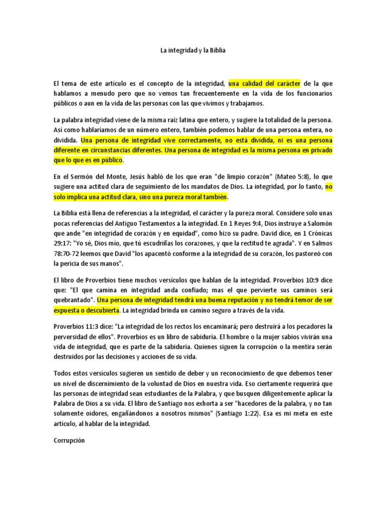 Integridad según la Biblia | PDF | Liderazgo | Jesús