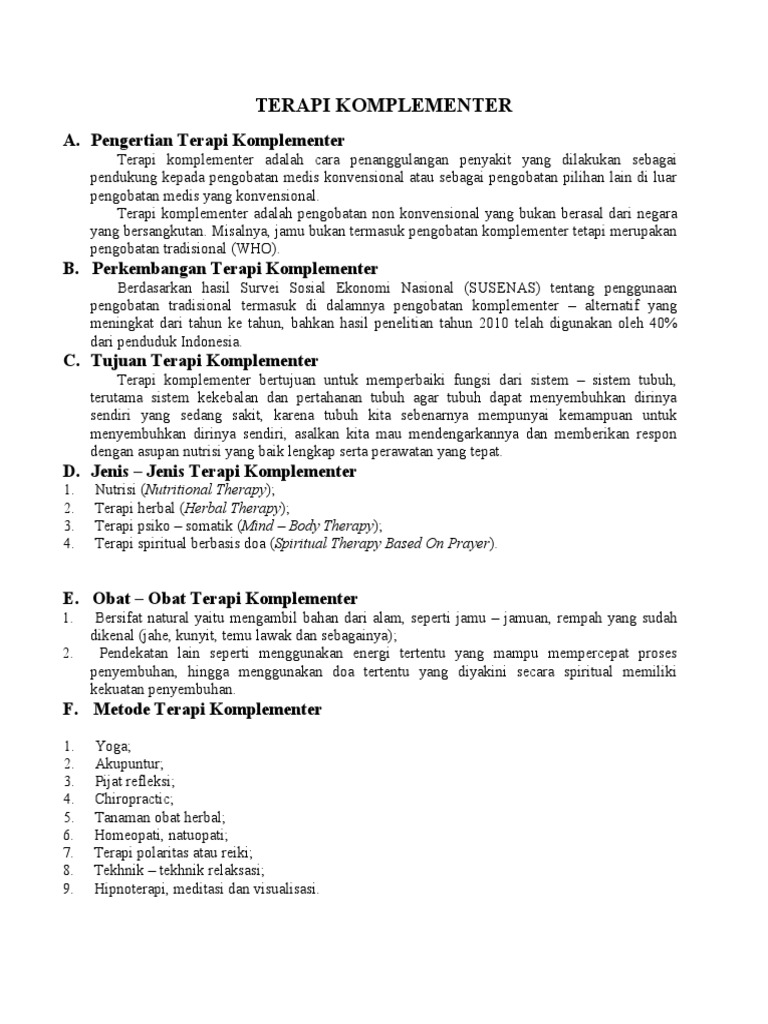 Terapi Komplementer | PDF | Kesehatan Holistik