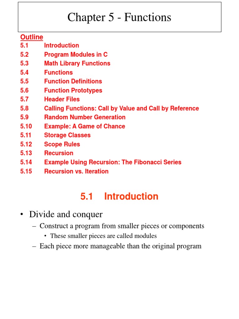 Chapter 5 - Functions: Outline | PDF | Scope (Computer Science) | Subroutine