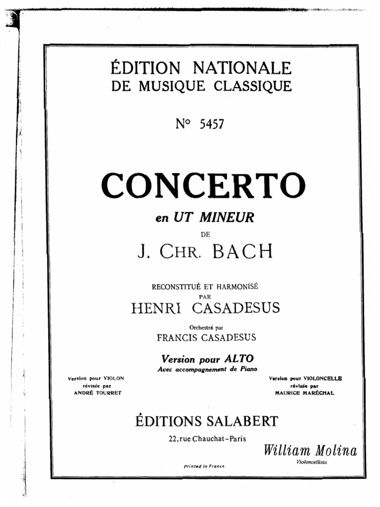 J.ch. Bach - Concerto in C Minor Cello Part | PDF