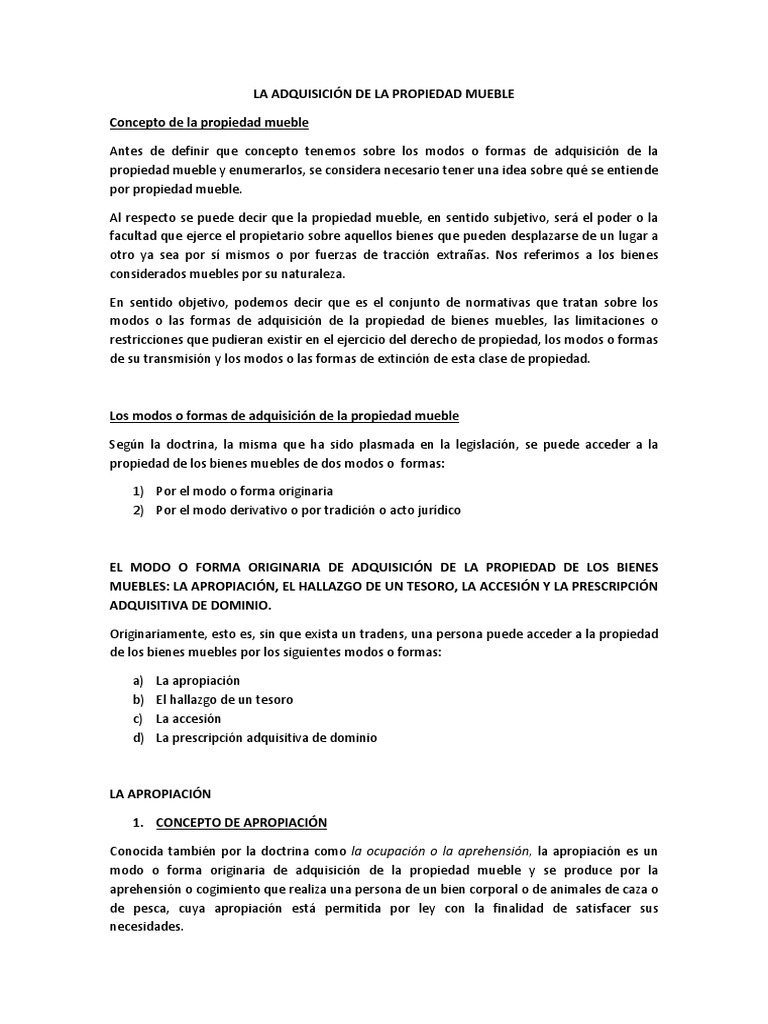 La Adquisición de La Propiedad Mueble | PDF | Propiedad | Pesquería