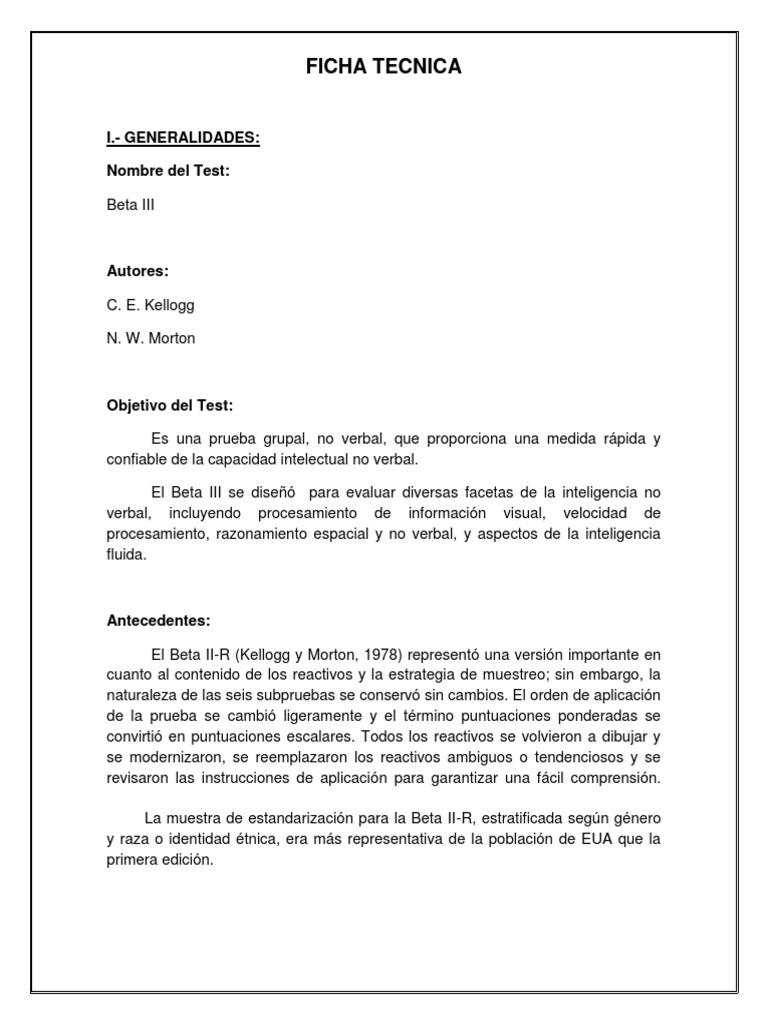FICHA Tec Beta III