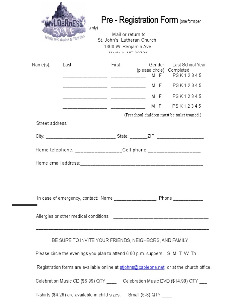 PreRegistration Form | PDF