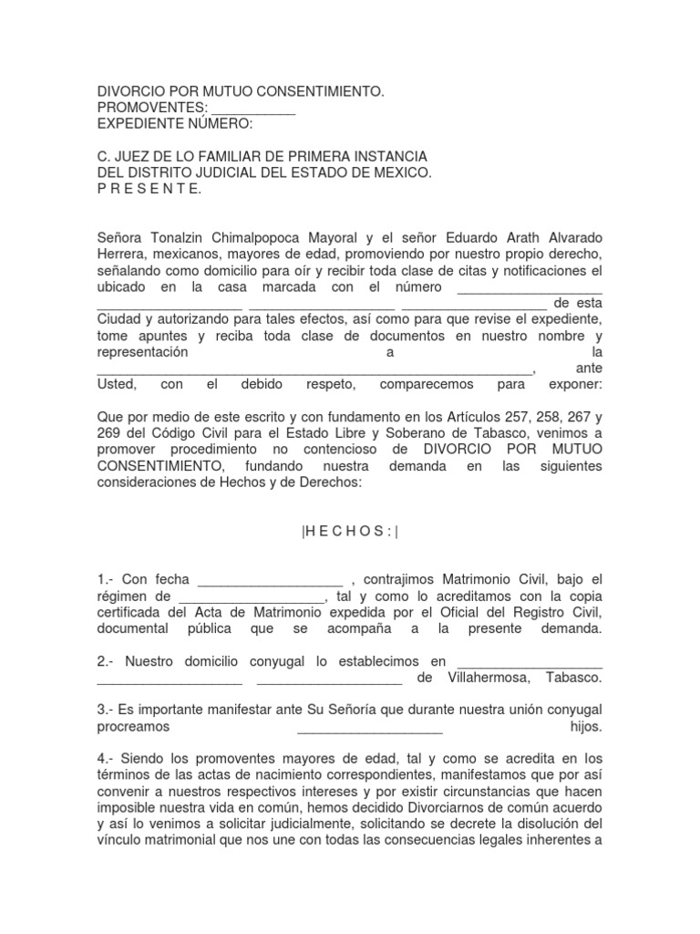 Divorcio Por Mutuo Consentimiento | Divorcio | Matrimonio