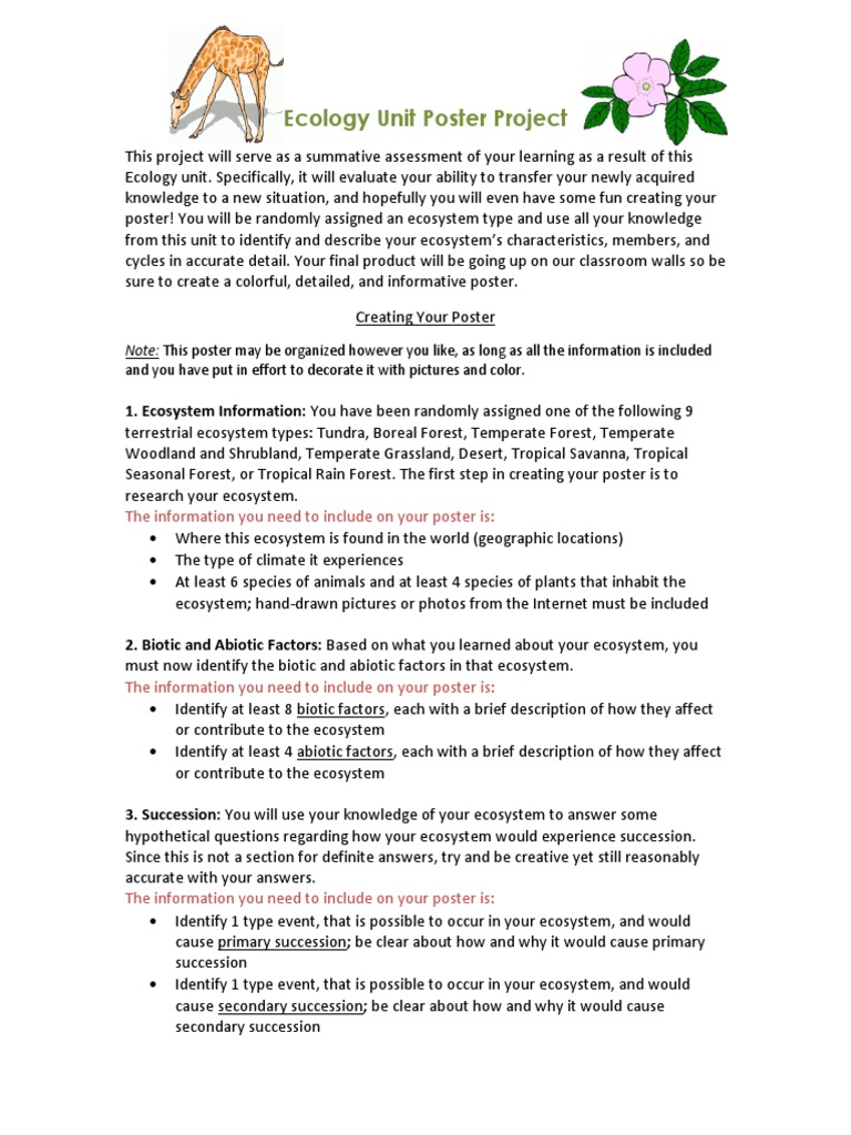 Ecology Unit Poster Project Guide | PDF | Ecosystem | Forests