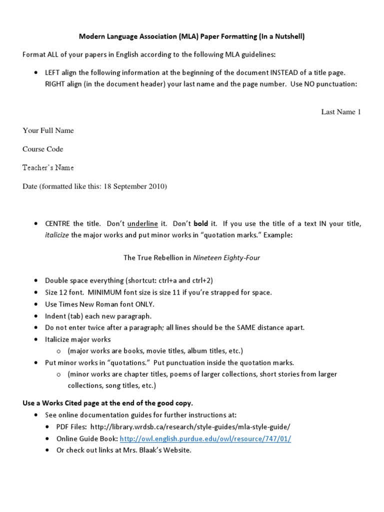 Mla Paper Presentation Format | PDF | Paragraph | Punctuation