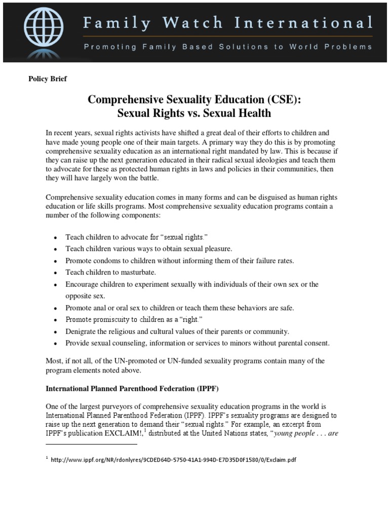 Comprehensive Sexuality Education (CSE) : Sexual Rights vs. Sexual ...