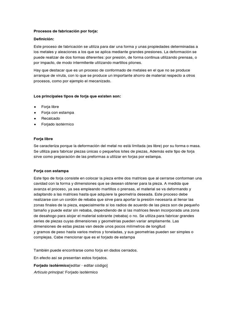 Procesos de Fabricación Por Forja | PDF | Forjar | Rieles