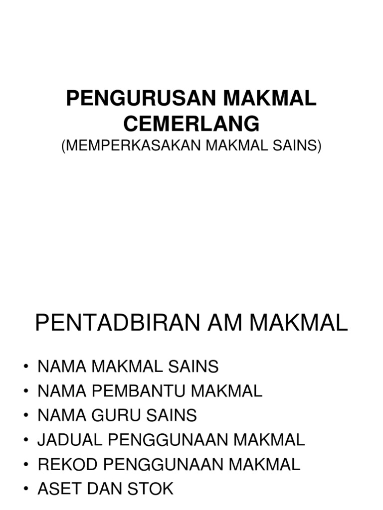 Pengurusan Makmal Cemerlang | PDF