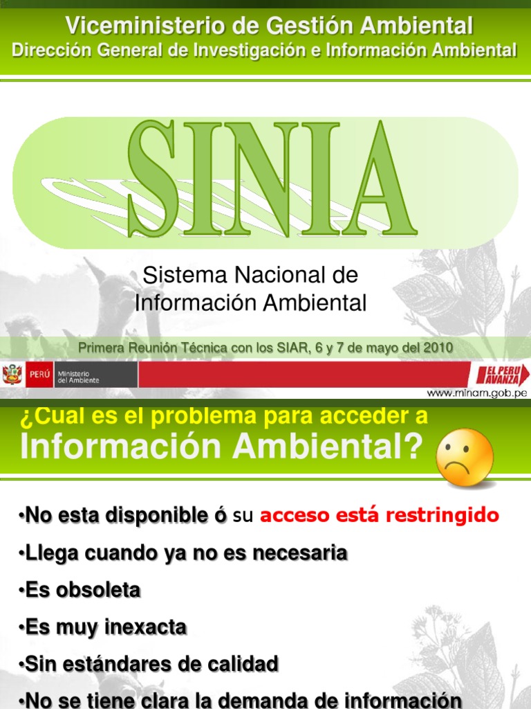 Presentación - SINIA | PDF | Bases de datos | Información