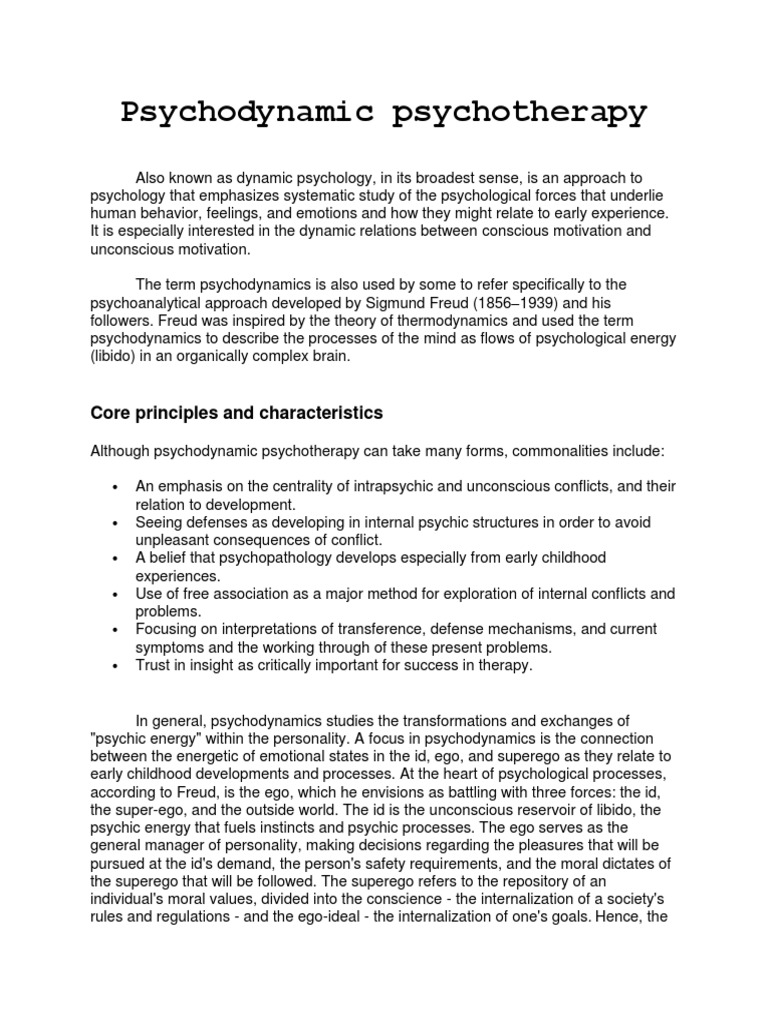 Overview of Psychodynamic Therapy | PDF