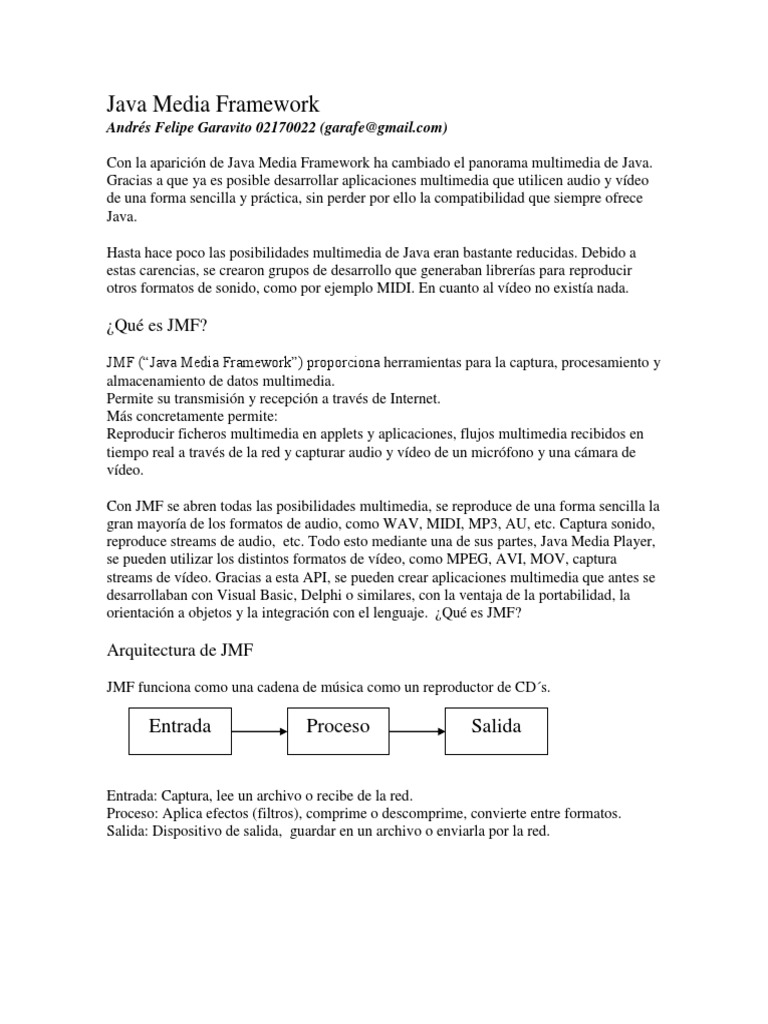 Java Media Framework | PDF | Java (lenguaje de programación) | Streaming Media