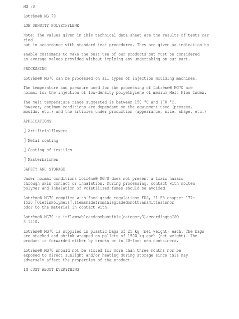 Msds LDPE | PDF | Polyethylene | Plastic