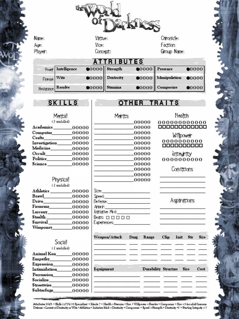 Character Attributes and Skills Sheet | PDF