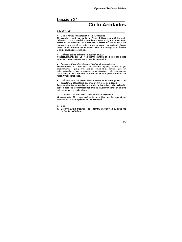 17 - Ciclos Anidados | PDF | Algoritmos | Multiplicación