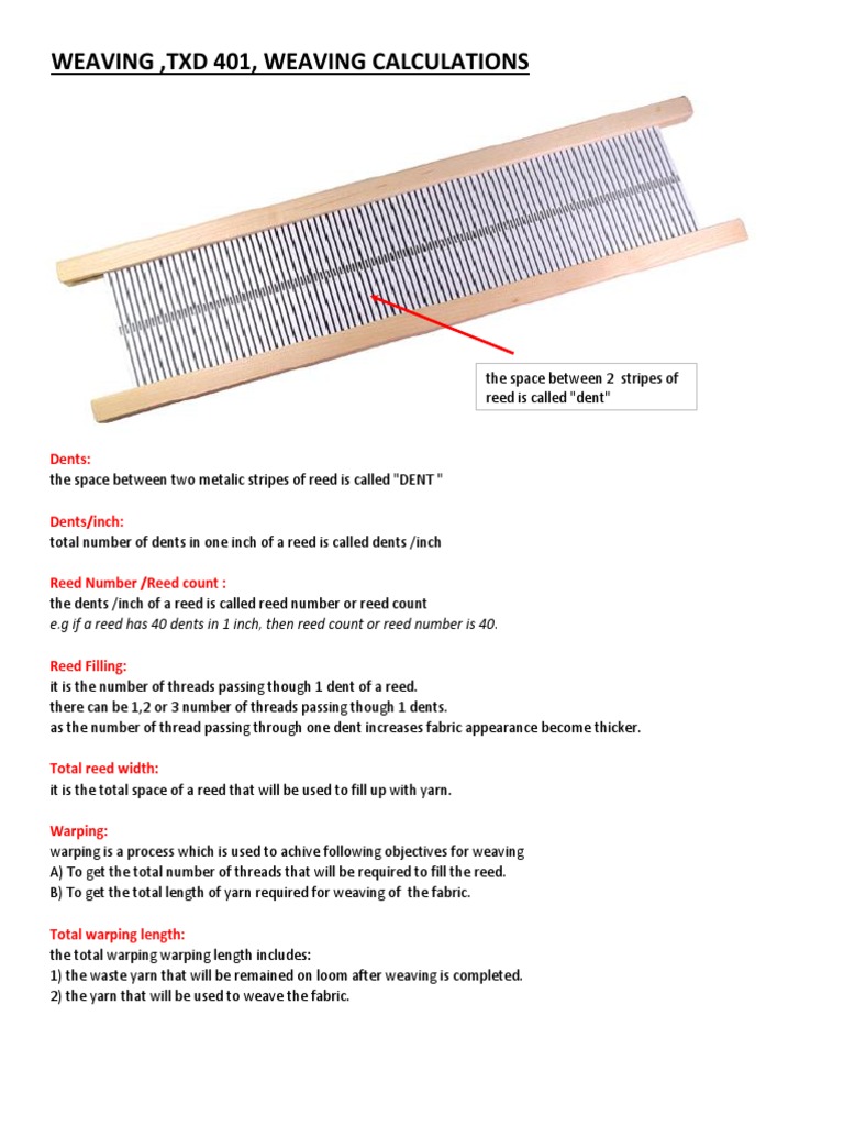 Weaving Calculations | PDF