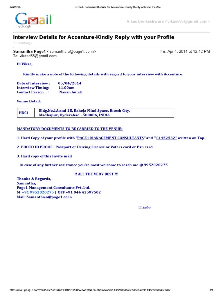 Gmail - Interview Details For Accenture-Kindly Reply With Your Profile ...