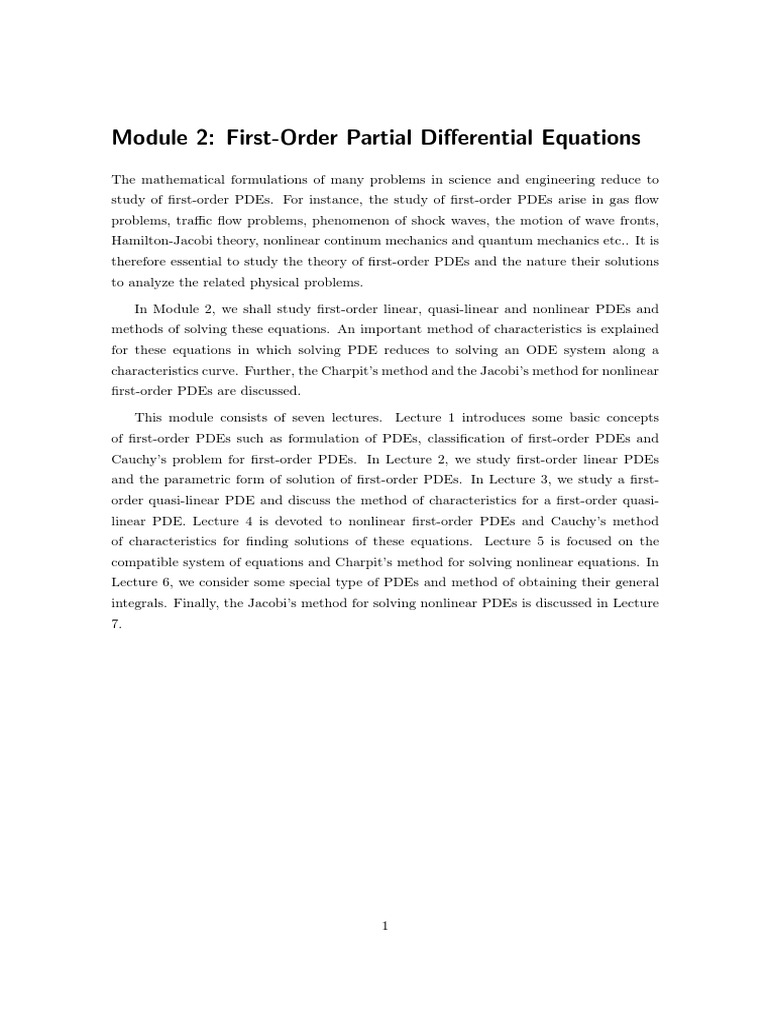 1st Order Pde | PDF
