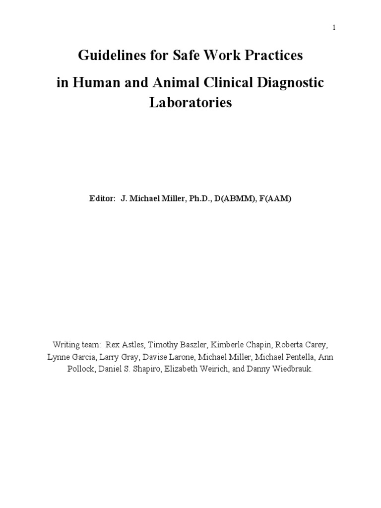 Guidelines For Safe Work Practices in Human and Animal Clinical ...