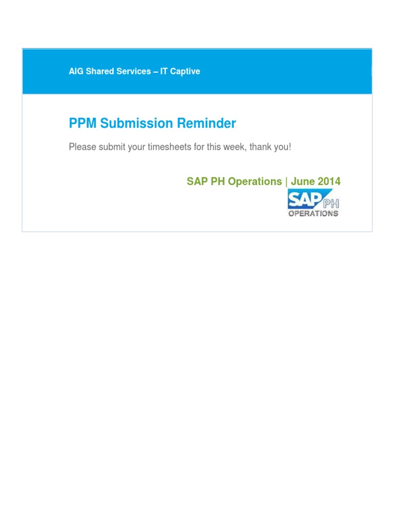 PPM Submission Reminder: Please Submit Your Timesheets For This Week ...