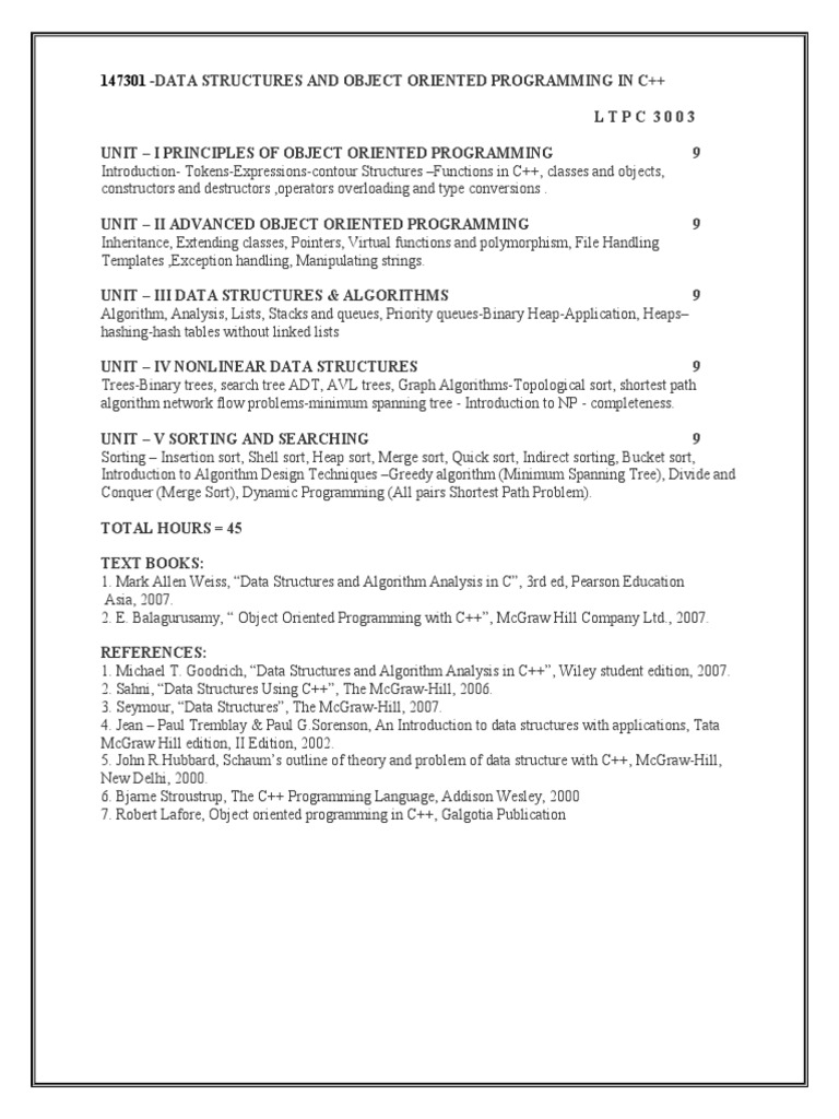 Data Structures And Object Oriented Programming In C