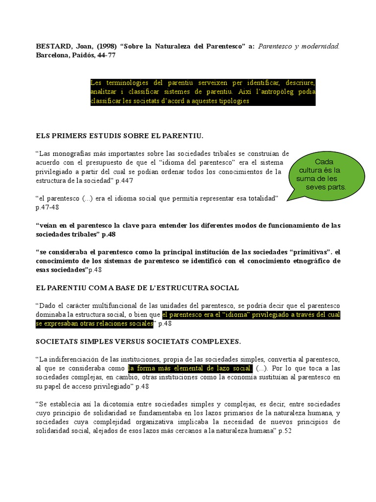 Parentiu Antropologia | PDF | Antropología | Sociedad