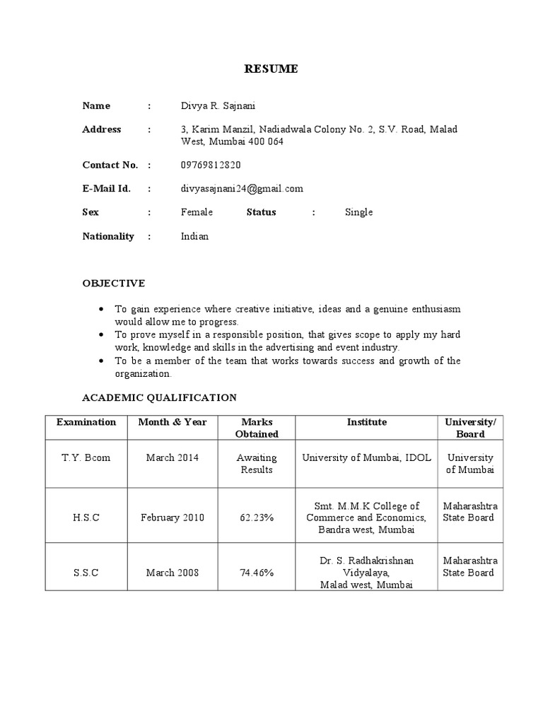 Divya Resume | PDF