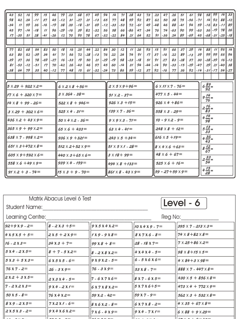Abacus Worksheets | PDF | Teaching Mathematics