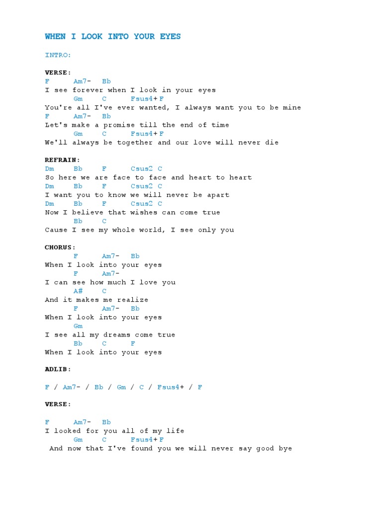 When I Look Into Your Eyes | PDF | Song Structure | Vocal Music