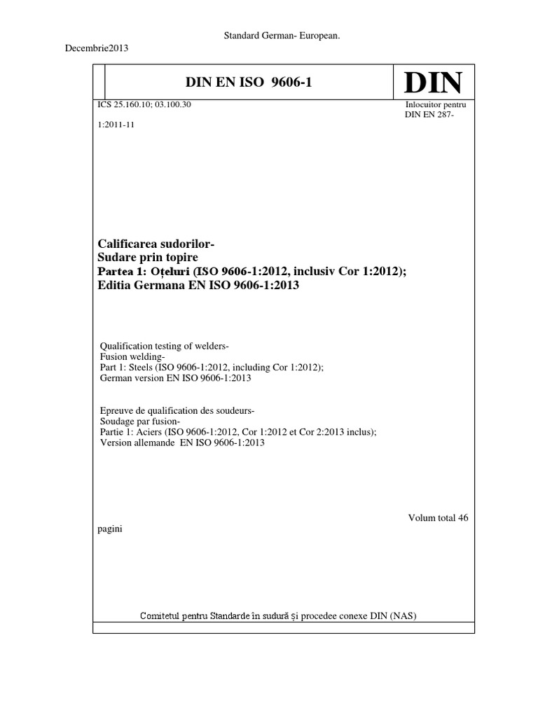 Din en Iso 9606-1-2013-Rom. | PDF