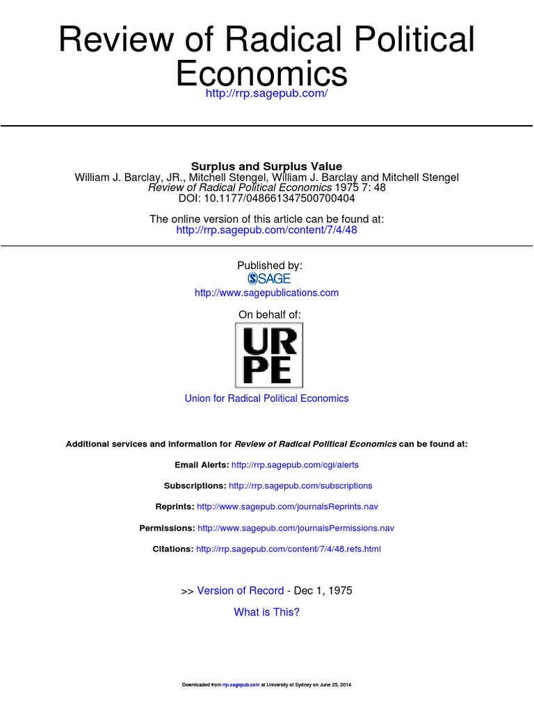 Surplus and Surplus Value | PDF | Capitalism | Economic Theories