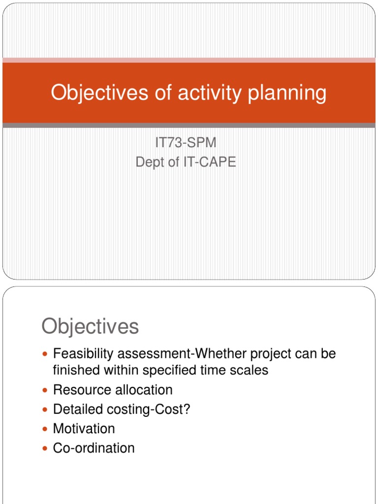 Objectives of Activity Planning in SPM | PDF | Business