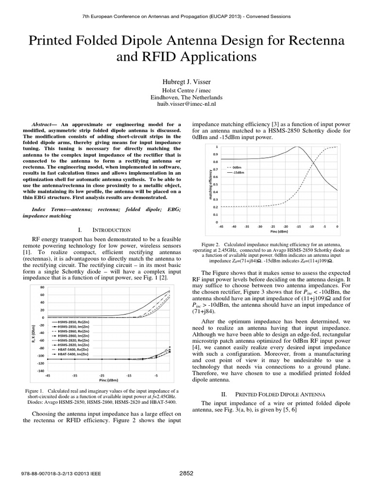 Printed Folded Dipole Antenna Design For Rectenna | PDF | Antenna ...