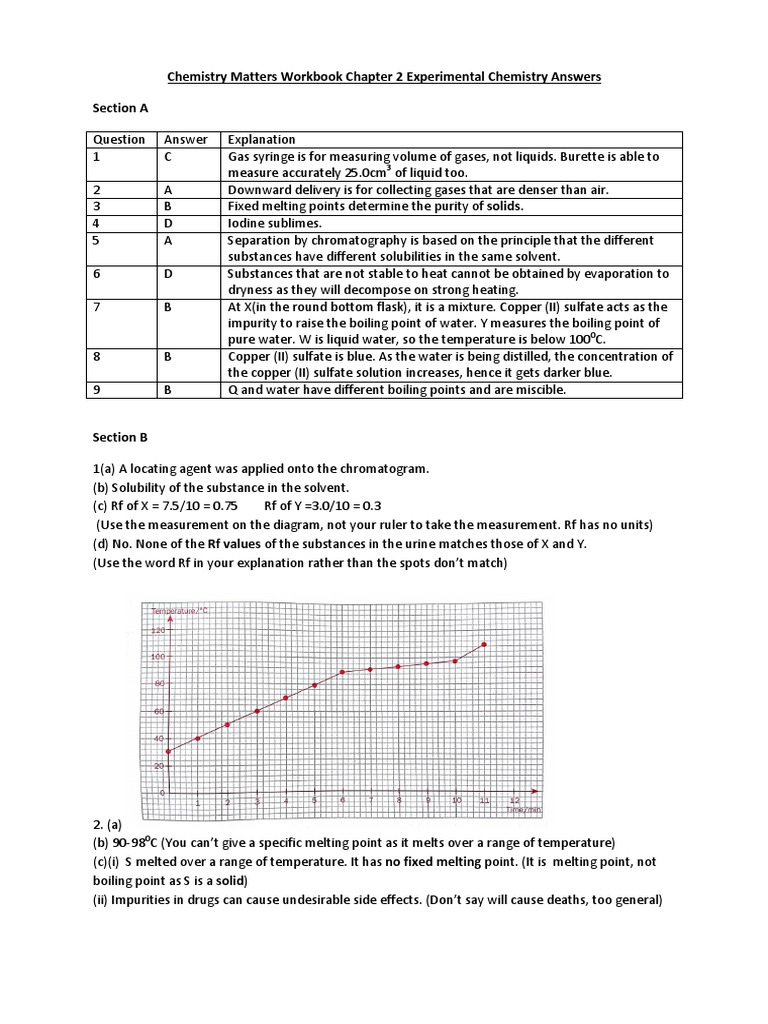 Chemistry Matters Workbook Chapter 2 Experimental Chemistry Answers ...