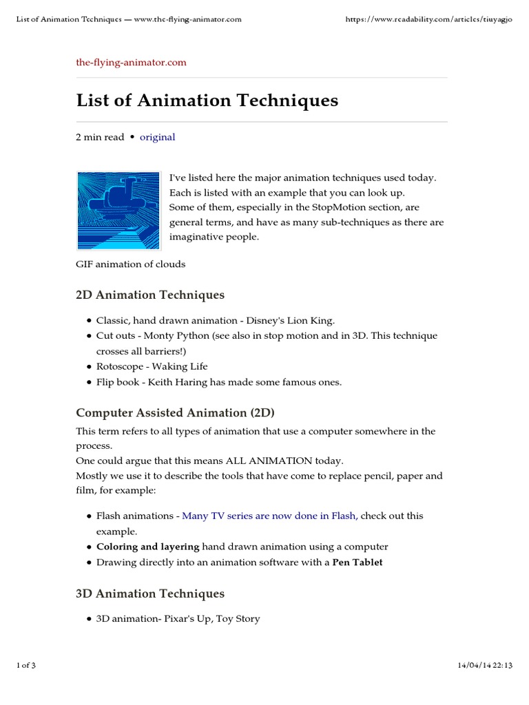 Canfi N. - Animation Techniques | PDF | Animation | Computer Animation