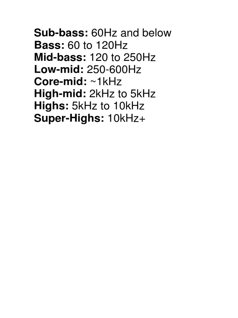Audio Frequency Ranges Explained | PDF