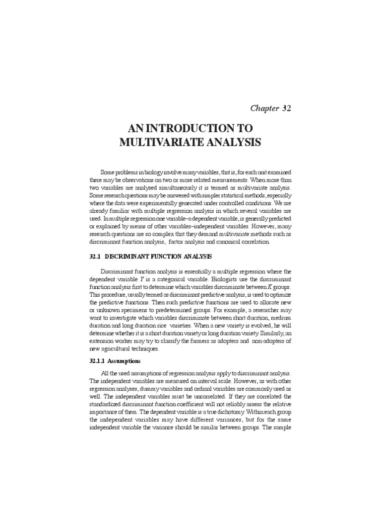 An Introduction To Multivariate Analysis | PDF | Factor Analysis ...