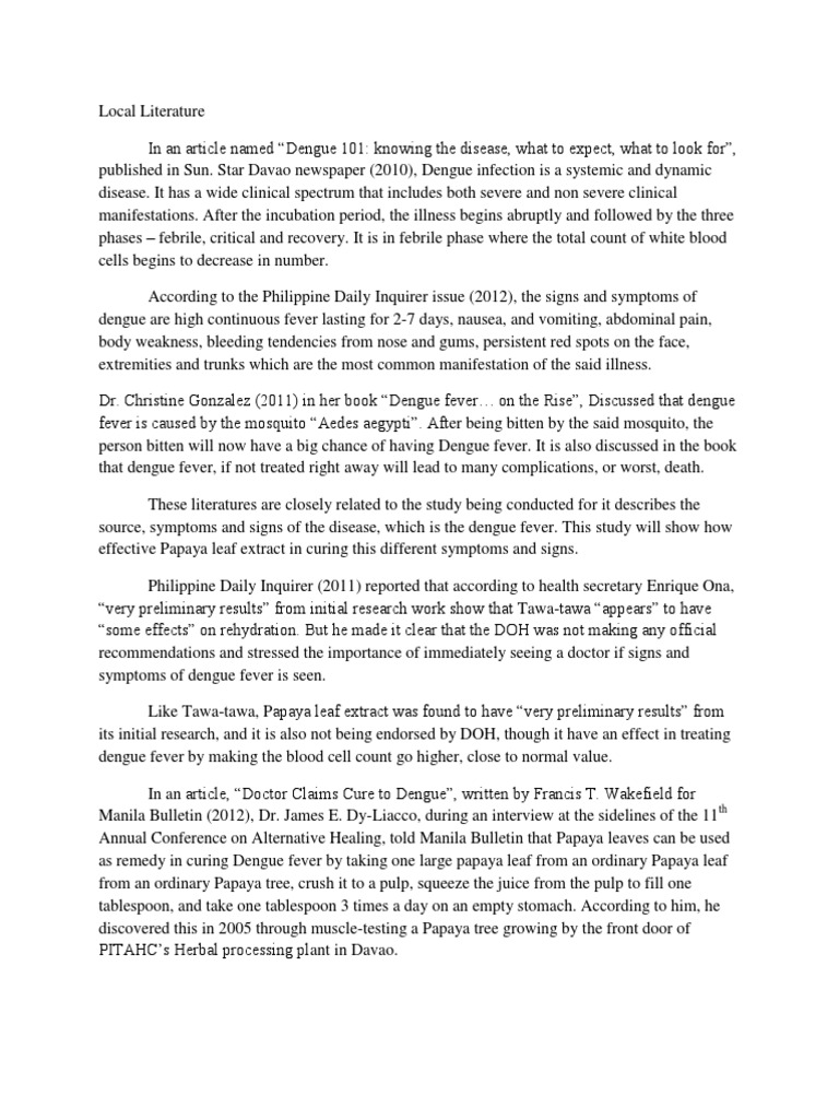 Local Literature | Herbalism | Fever