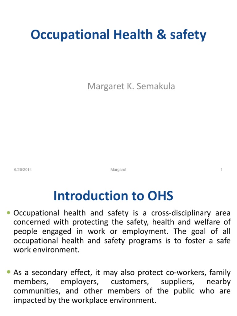 Introduction To Occupational Health & Safety | PDF | Occupational ...