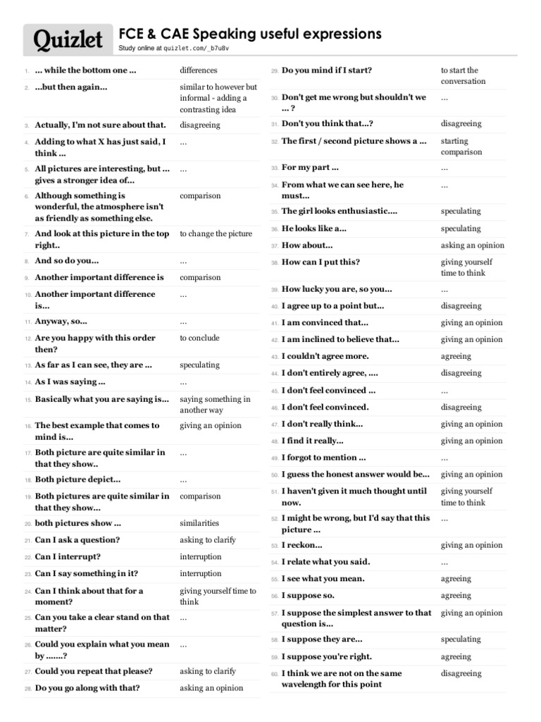 FCE CAE Speaking Useful Expre | PDF