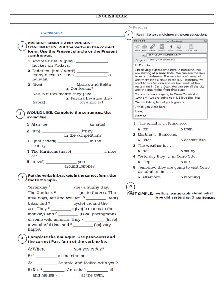 English Grammar Exam Questions | PDF