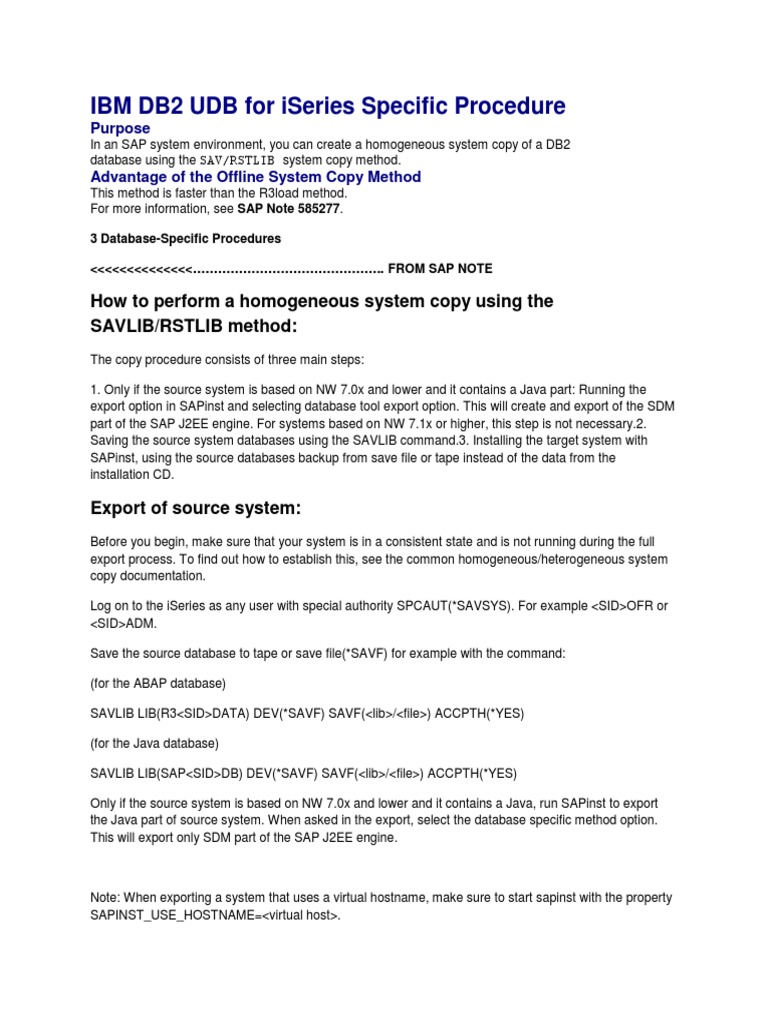 IBM DB2 UDB For ISeries Specific Procedure | PDF | Ibm System I | Database Transaction
