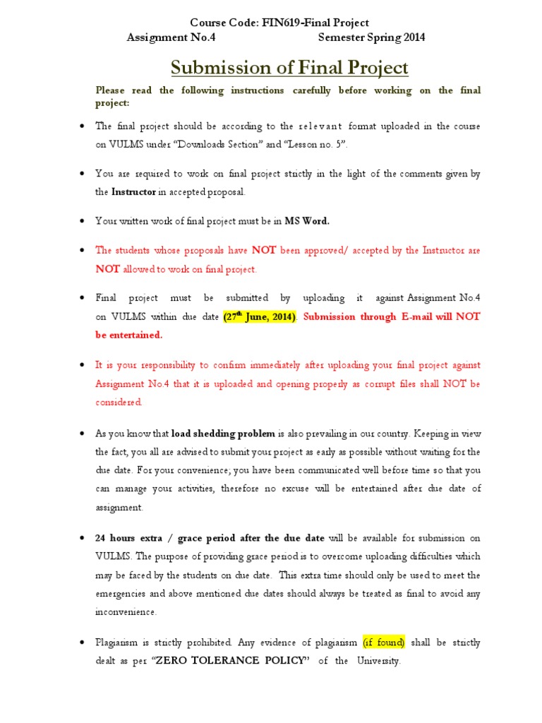 Submission of Final Project: Course Code: FIN619-Final Project ...