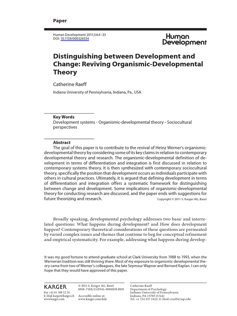 Raeff - Distinguishing Between Development and Change - Reviving The ...
